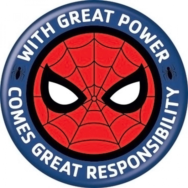 Marvel Comics Spider-Man With Great Power Button | Wish