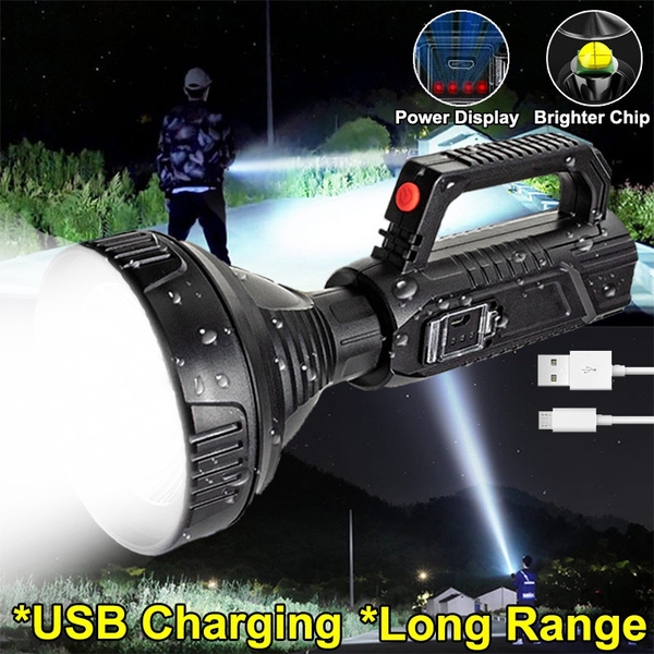 Superbright Powerful LED Spotlight Lighting Torch USB Rechargeable ...