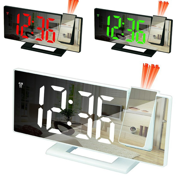 LED Mirror Clock Digital Alarm Clock Projection Clock Wall Ceiling ...