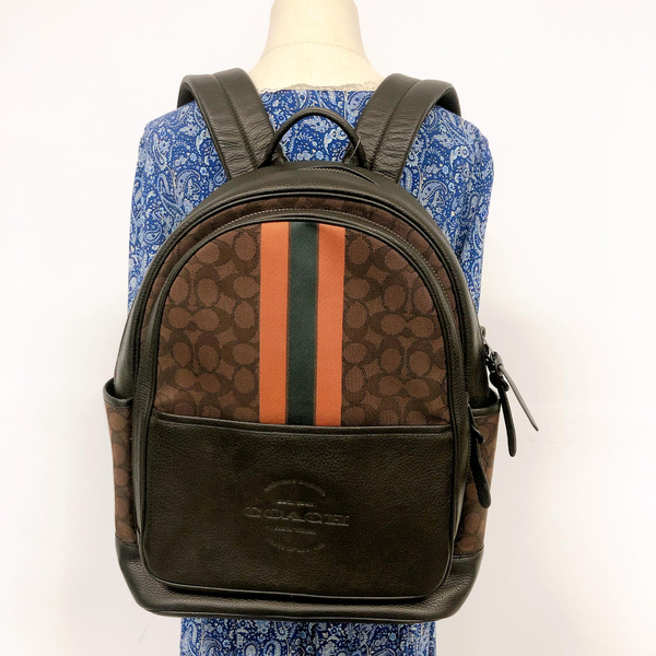 Coach C5389 Thompson Backpack In Signature Jacquard With Varsity Stripe ...