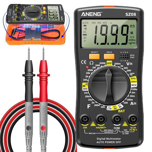 Digital Multimeter with Test Lead AC/DC Voltage Meter Retractable ...