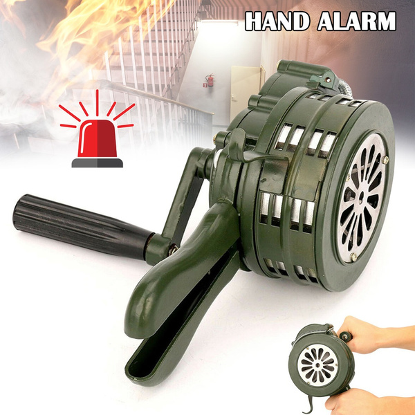 Army Green/Red Hand Crank Siren Portable Manual Operated Metal Alarm ...