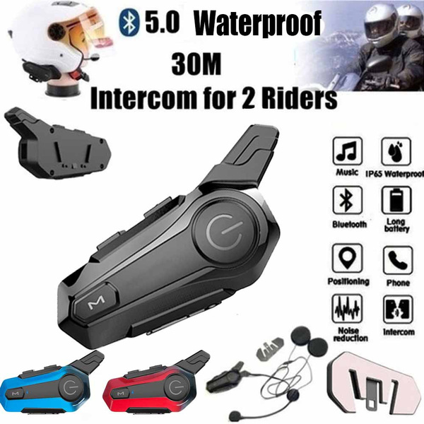 Motorcycle BT Intercom with Helmet BT Headset Waterproof Universal ...