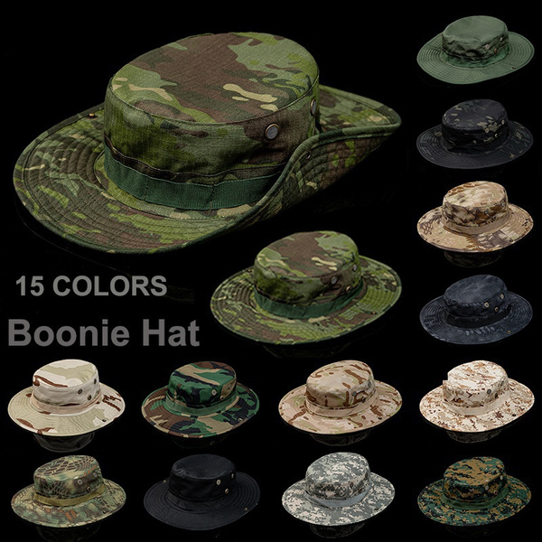 Classic Camo Boonie Hat US Combat Army Style Sun Protect Fishing Cap ...