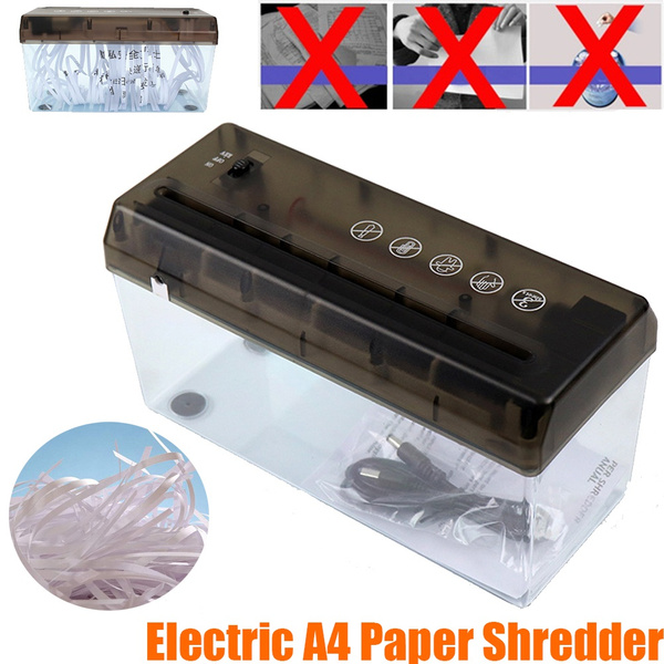 Small Electric A4 Paper Shredder Strip Cut Desktop Office USB Battery ...