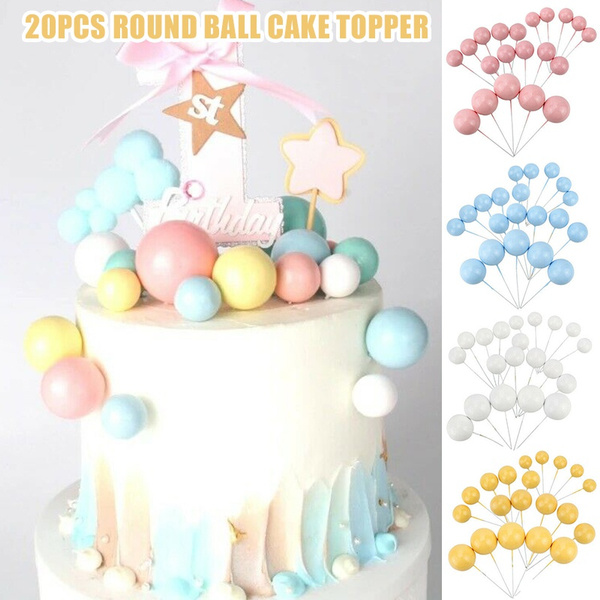 Colorful Balls Cake Topper Happy Birthday Cake Picks DIY Cake Insert ...