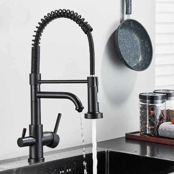 Matte Black Kitchen Filtered Faucet Water Tap Purifier Faucet Dual ...