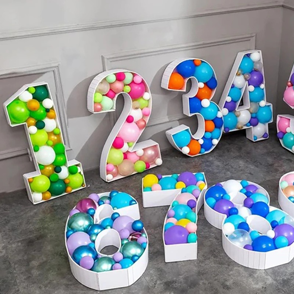 DIY Birthday Number Balloons Filling Box Frame Mosaic Heart Balls Box ...