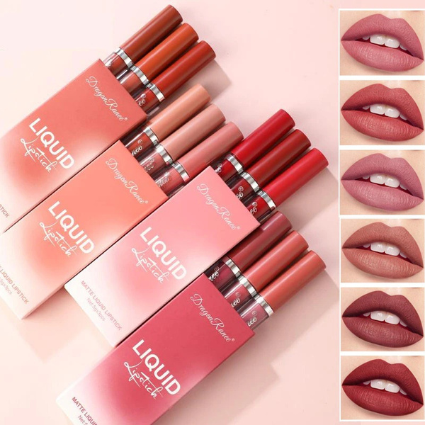 3pcs/box Velvet Matte Lip Gloss Set Lip Tint Combo Waterproof Long-wear ...