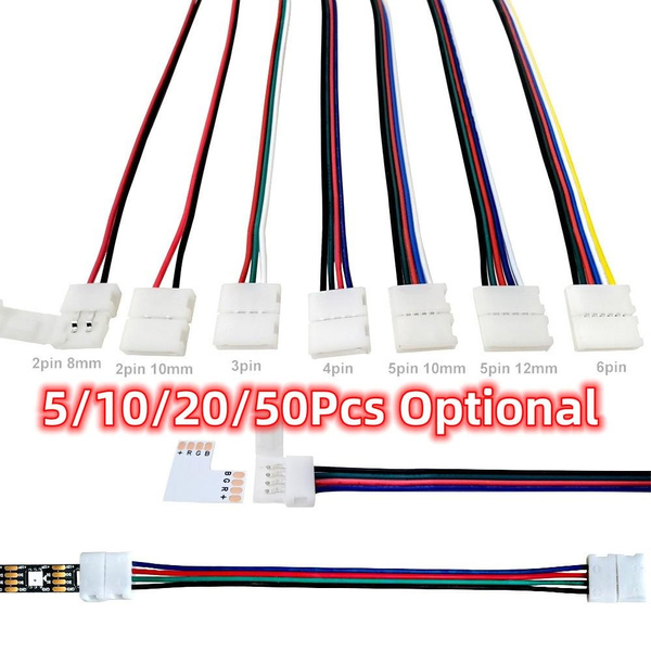 5pcs/10pcs/20pcs/50Pcs optional 2/3/4/5/6Pin LED Connector Double Clip Connector Cable For 3528 ...