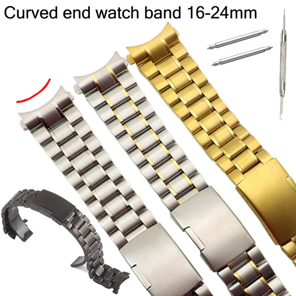 Curved End Solid Replacement Watchband 16mm/18mm/20mm/22mm/24mm ...