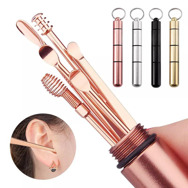6PCS Care Ear Cleaner Stainless Steel Reusable Spoon EarWax Curette ...