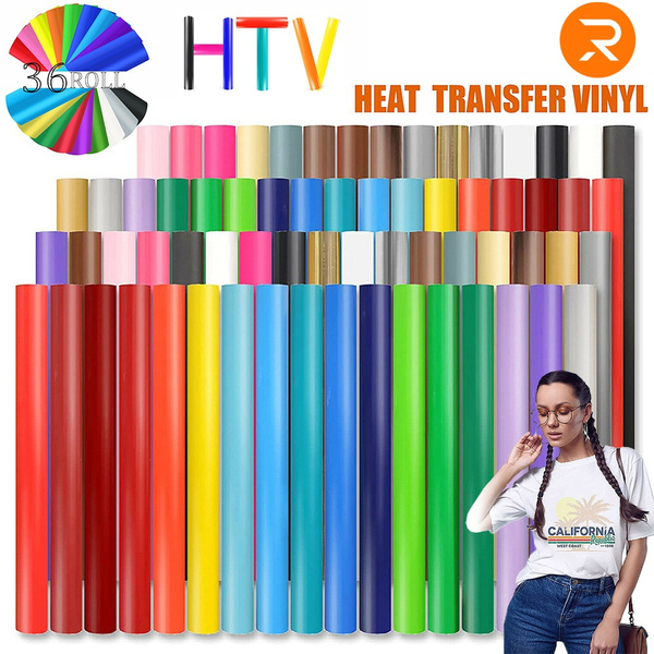 HTVRONT 36 Colors HTV PU Heat Transfer Vinyl for DIY T-shirts Iron On ...