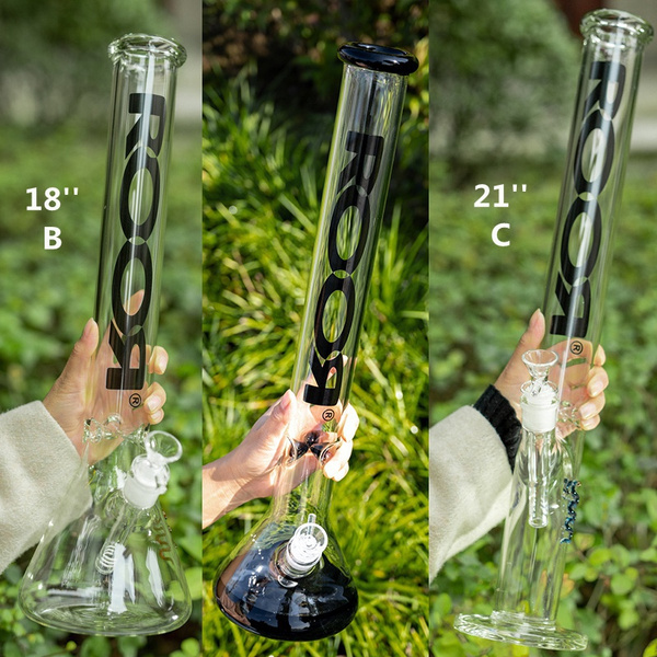 21 inch Glass beaker water pipe bubbler straight recycler oil rig dab ...