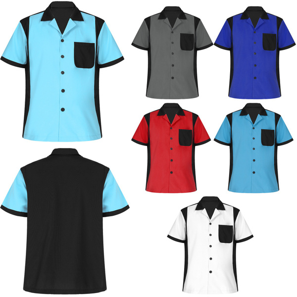 Men's 50s Male Clothing Rockabilly Style Cotton Mens Shirts Short ...
