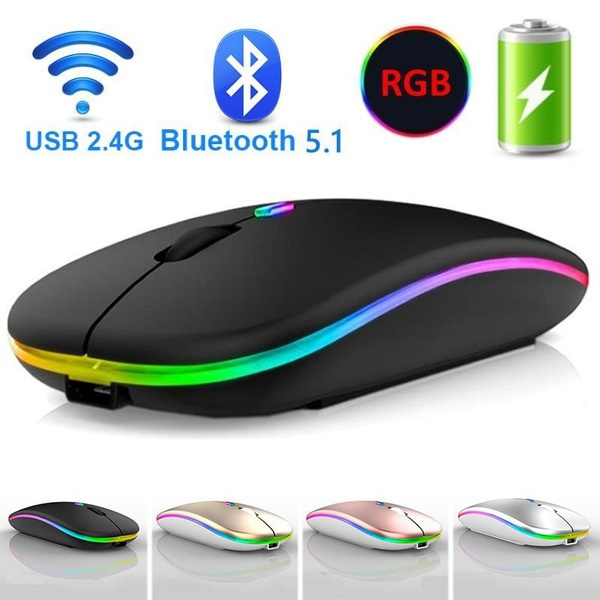 2.4g High Speed Ultra Thin Silent Wireless Mouse RGB LED Glowing ...