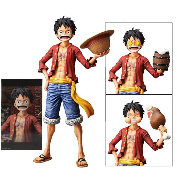 Anime One Piece Luffy Chicken Legs Pvc Figurine Classic Smiling Face ...