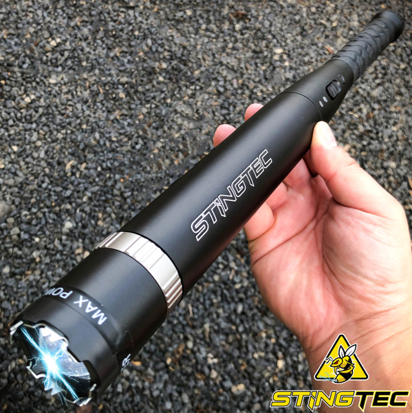 STINGTEC High Power Tactical POLICE Stun Gun LONG LED Flashlight Shock ...