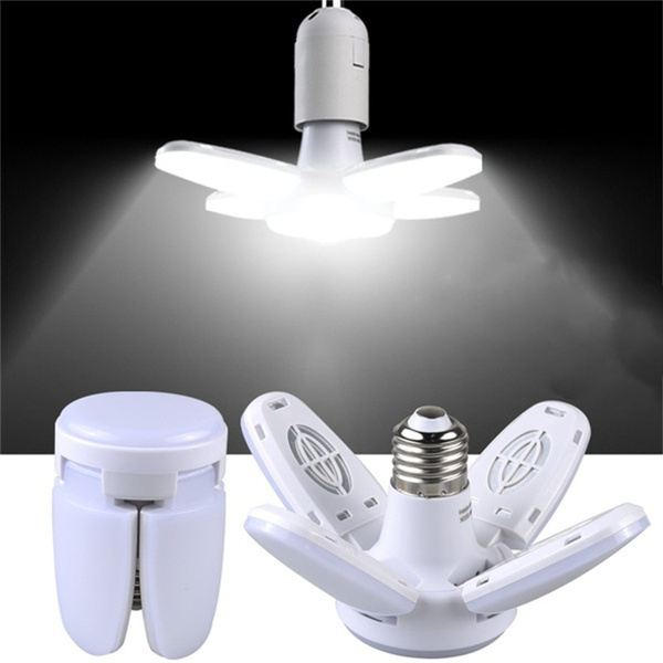 E27 LED Bulb Fan Blade Garage Light Deformable AC85-265V 28W Foldable ...