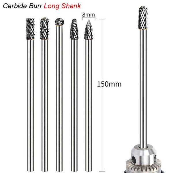 150mm 1/4inch 6mm Carbide Burr Long Shank Set Carving Grinder Abrasive ...