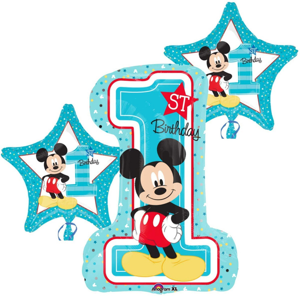 Mickey Mouse First Birthday Party Balloons - Set Of 3 Micky Mouse ...