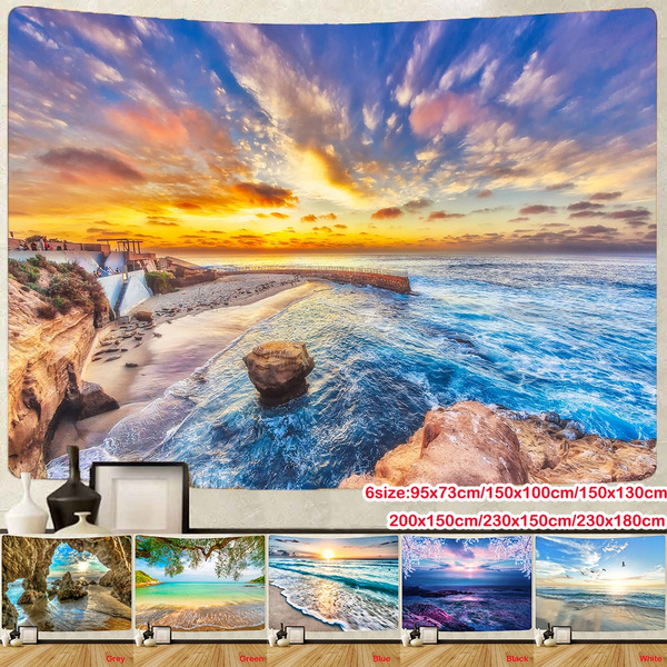 Coast Beach Landscape Tapestry Wall Art Tapestry Poster Living Room ...