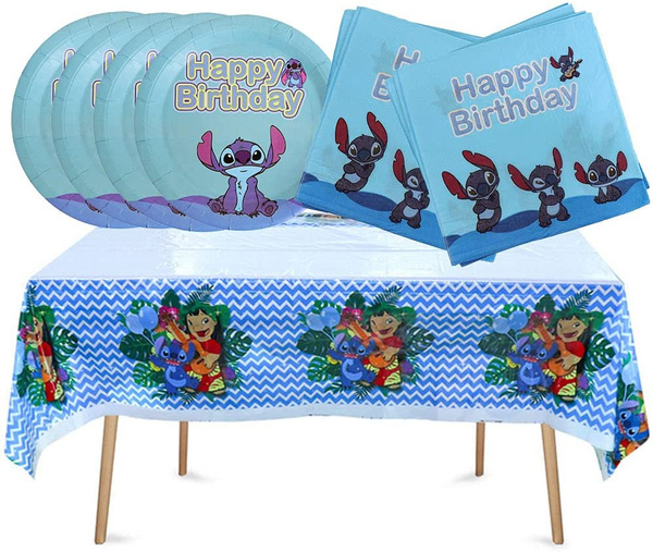 Lilo and Stitch Party Decorations,20pcs plates,20pcs napkins and 1 ...