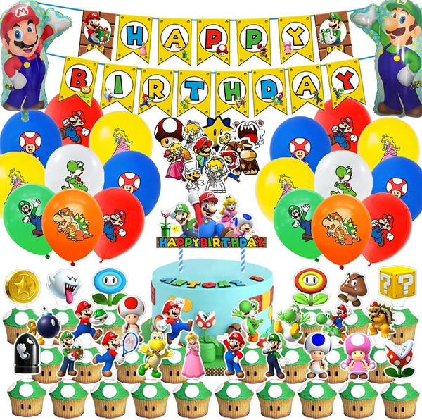 Super Mario Birthday Party Supplies Included Banners, Cake Topper ...