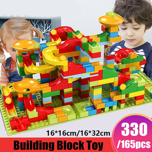 165-330PCS Marble Race Run Block Big Size Building Blocks Plastic ...
