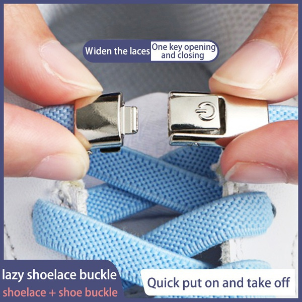 Lazy Switch Shoelace Buckle Elastic Men and Women Widened Flat Shoelace ...