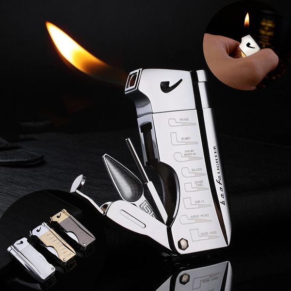 Multifunction Open Flame Torch Pipe Lighter Unusual Metal Butane Gas ...