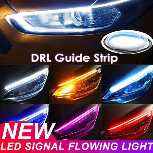 30/45/60cm LED Strip DRL Flowing Turn Signal Lamp Ultra Thin Double ...