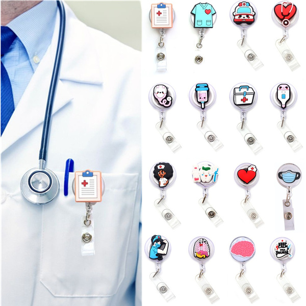 New 1pcs Easy Retractable Doctors Nurses Badge Reel Clip Cartoon Heart ...