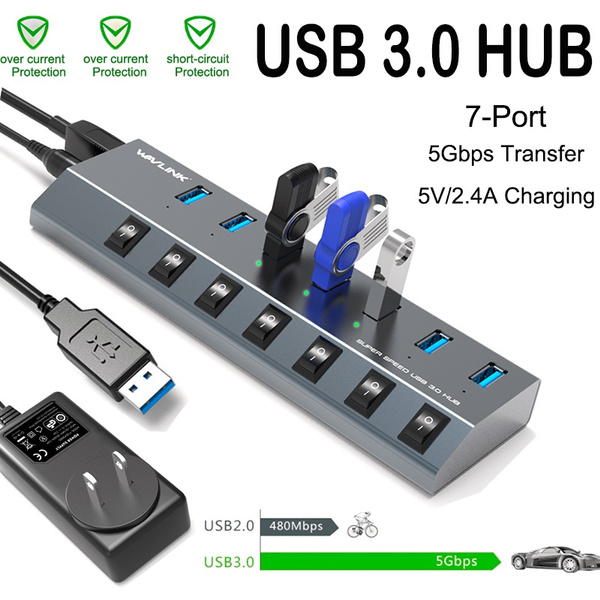 7 Port USB 3.0 Hub,aluminum Laptop Multiport USB Splitter,mini Usb ...