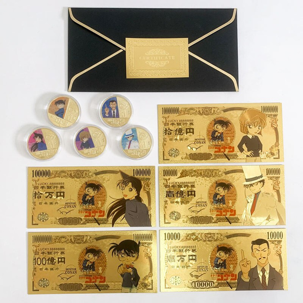 Japan Cartoon Original Anime Detective-Conan Gold Plated Banknote Coin ...