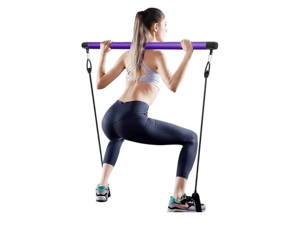 Portable Pilates Bar Yoga Stick, Adjustable 3 Section Pilates bar kit ...