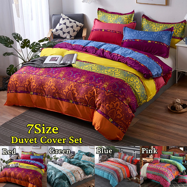 Blue Pink Green Red Mandala Bohemian Duvet Cover Set Fashion Boho ...