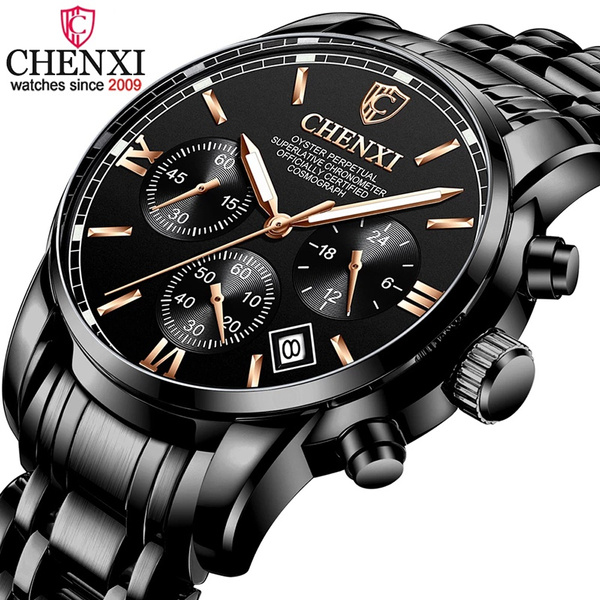 Montre Homme CHENXI New Fashion Men's Quartz Stainless Steel Watch Three Eyes Six Hands ...