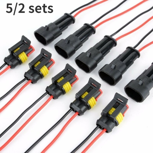 5/2 sets Pin Way AMP Super Seal Waterproof Male Female Electrical Wire ...