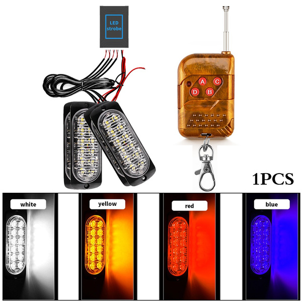 Strobe light with remote control 12 LED white yellow truck car ...