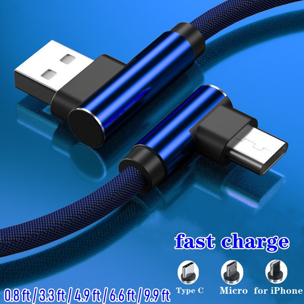 Nylon Braid 90 Degree 5A Fast Charging Cable Android Type C USB Data ...