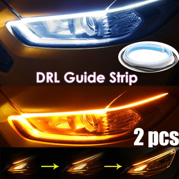 2PCS DRL LED Daytime Running Light Flexible Soft Tube Guide Car LED ...