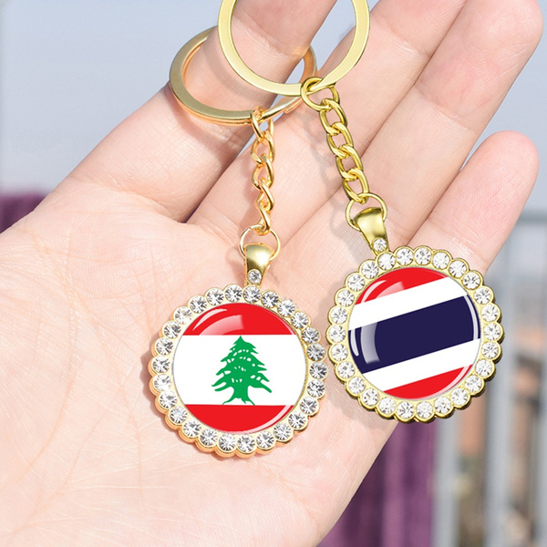 Fashion Flag Key Chain Charms Crystal Keychains Keyrings Patriot ...