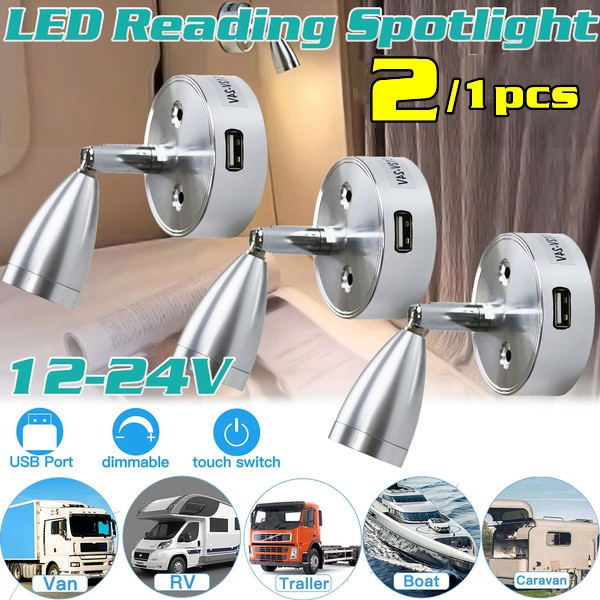 1/2Pcs DC12-24V LED Reading Spotlight,RV Boat LED Bedside Lamp Camper ...