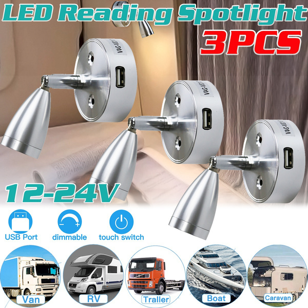 3Pcs DC12-24V LED Reading Spotlight,RV Boat LED Bedside Lamp Camper ...