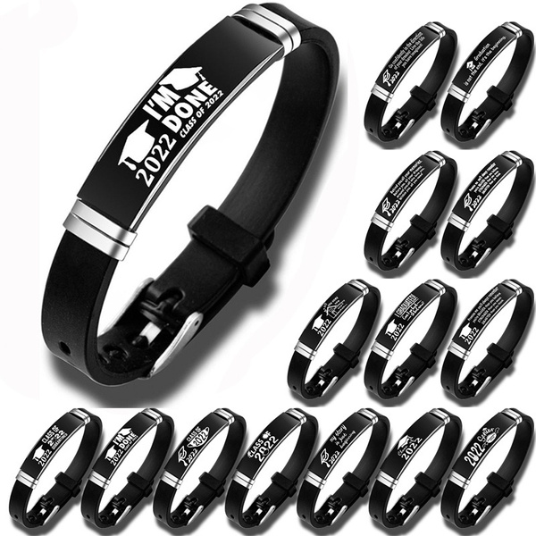 Class Of 2022 Inspirational Graduation Leather Stainless Steel Bracelet ...