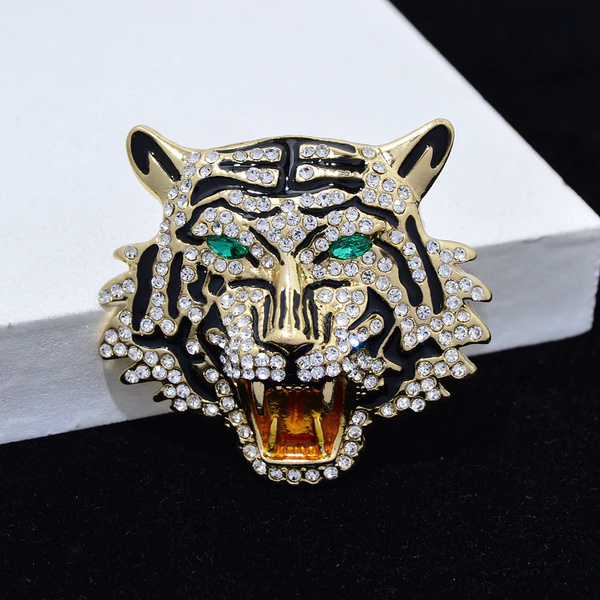 Exquisite Creativity Vintage Spotted Leopard Tiger Head Brooches Vivid ...