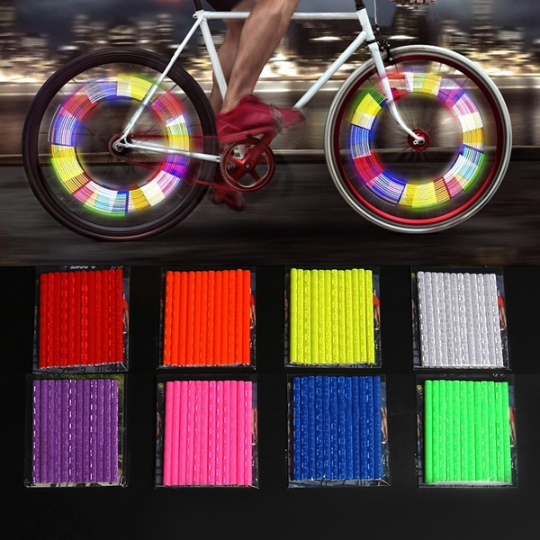 12PCS Bike Spoke Reflectors Reflective Tape Safety Strip Bike Spoke ...