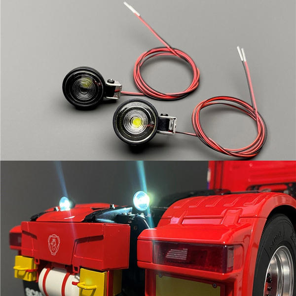 LED Round Spotlight with Mounting Bracket for 1/14 Scale Tamiya Remote ...