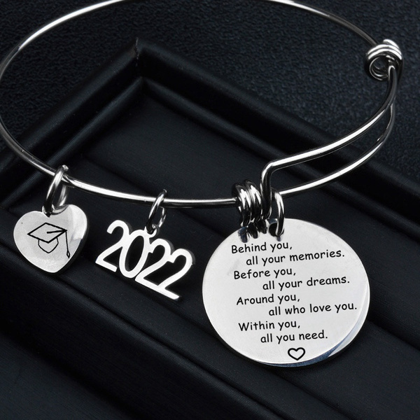 2022 Graduation Charm Bracelet, Graduation Cap, Stainless Steel ...